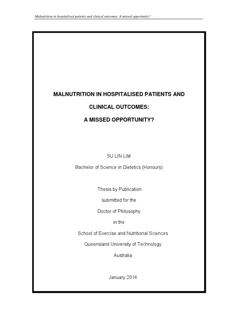 Su Lin Lim Thesis | PDF | Dietitian | Malnutrition
