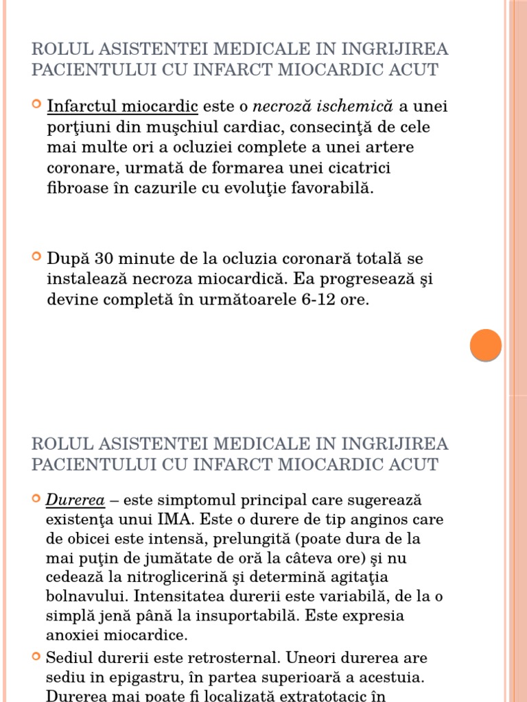 Rolul Asistentei Medicale in Ingrijirea Pacientului Cu Infarct | PDF
