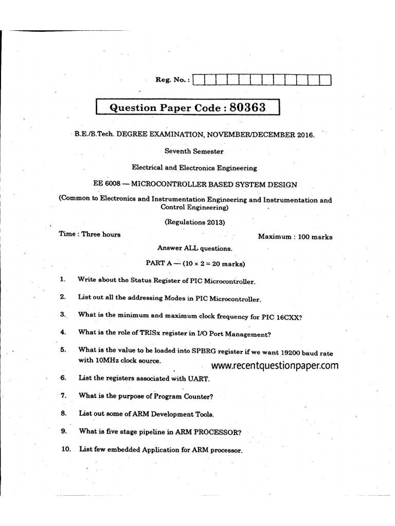 Ee6008 Micro Controller Based System Design | PDF