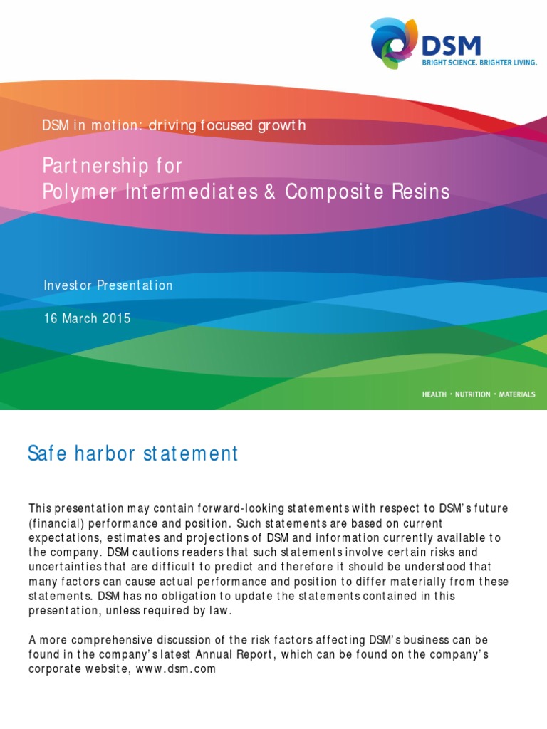 DSM's Strategic Partnership for Polymer Intermediates & Composite ...