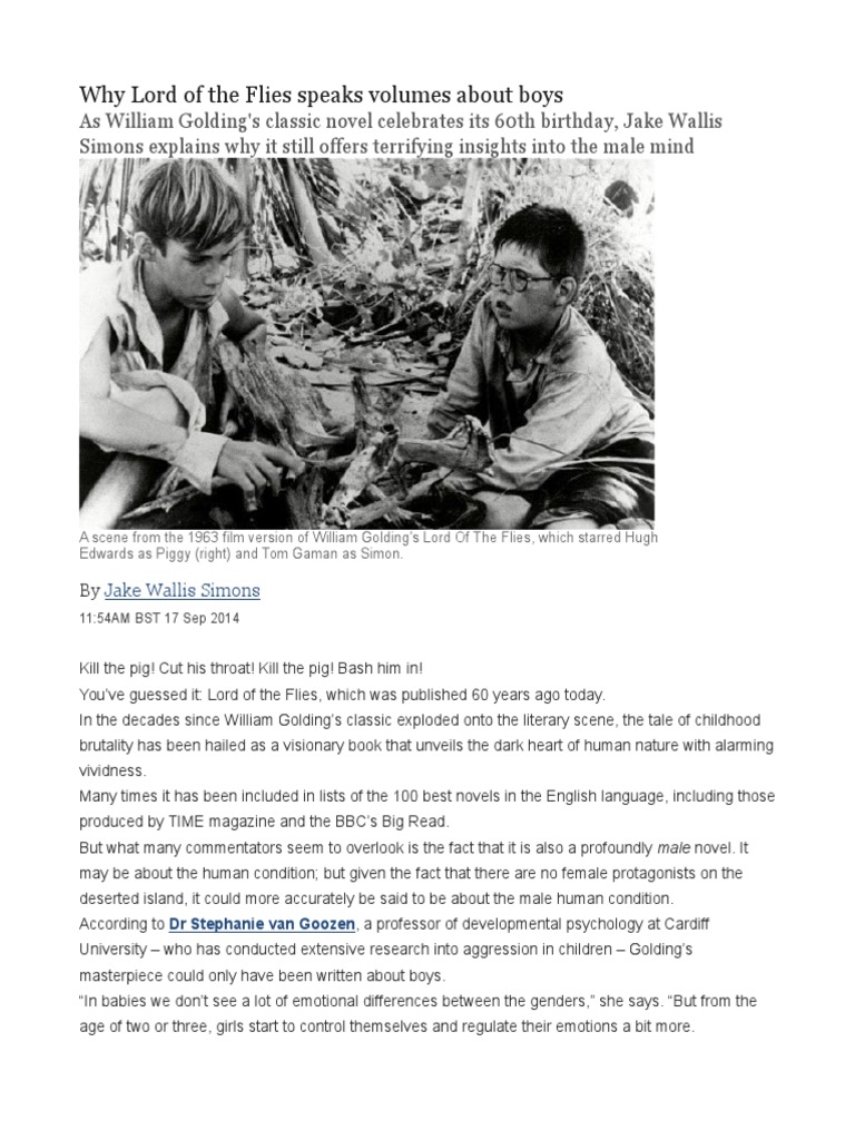 why lord of the flies speaks volumes about boys | Aggression | Violence