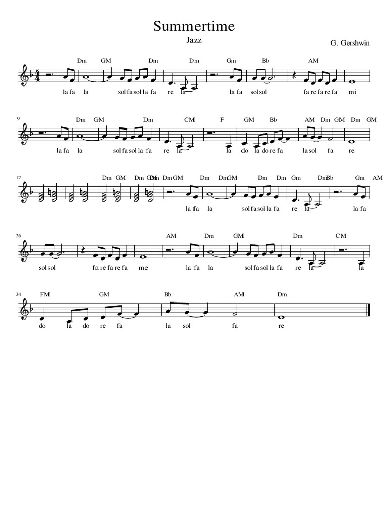 Summertime: G. Gershwin