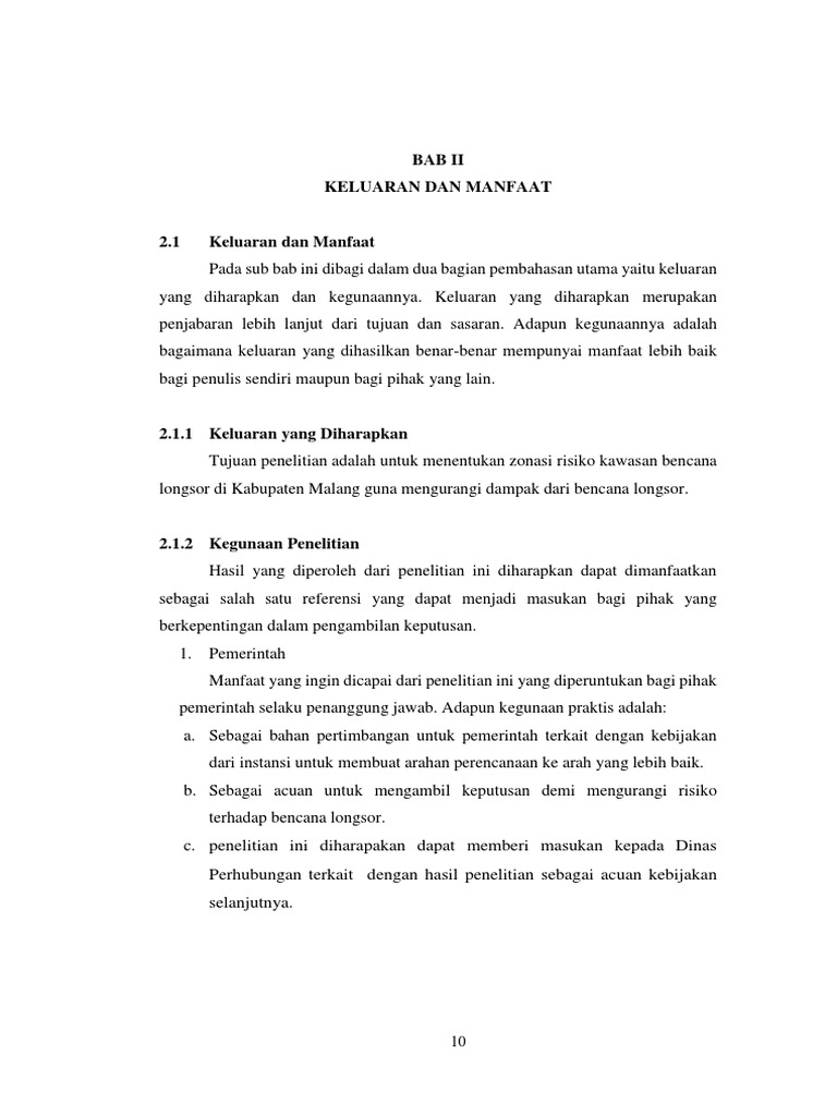 Proposal Bab Ii Keluaran Dan Manfaat Pdf