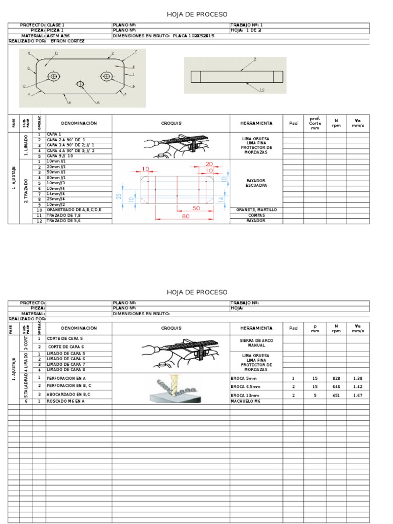 Hoja De Proceso Pieza 1 Pdf 3897