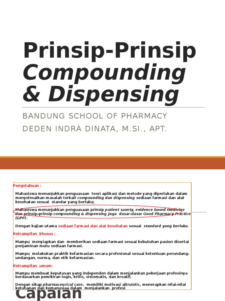 Prinsip Compounding dan Dispensing Farmasi | PDF | Karier ...