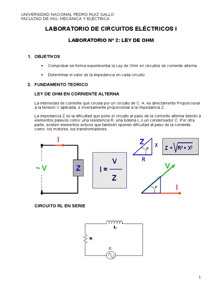 Laboratorio 2 - Circuitos Eléctricos II | PDF | Impedancia eléctrica | Ingeniería Electrónica
