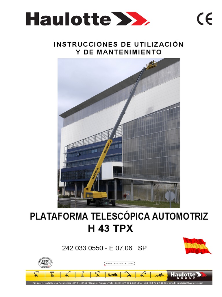 Haulotte H43TPX Usage & Maintenance Guide | PDF | Wind Speed | Elevator