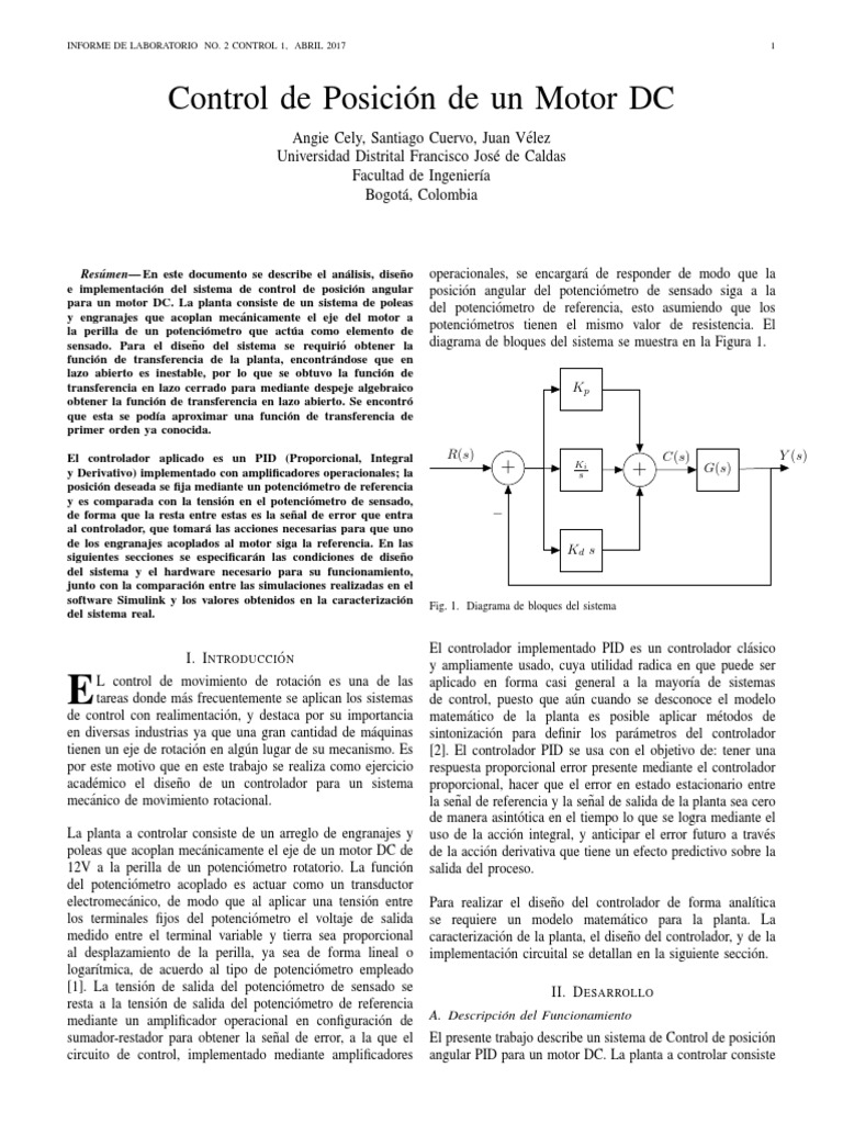 Control PID de Motor DC: Informe Técnico | PDF | Amplificador ...