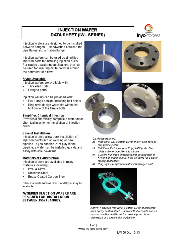 Injection Wafer Datasht | PDF | Screw | Pipe (Fluid Conveyance)
