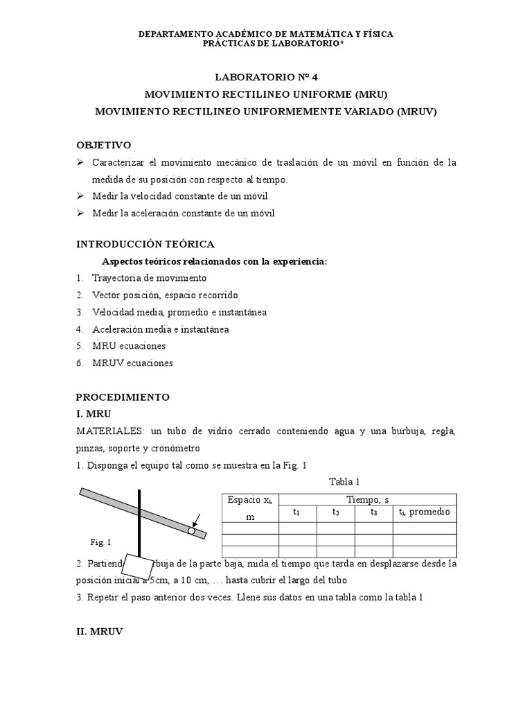 Guia 4 - Mru Mruv | PDF | Movimiento (física) | Aceleración