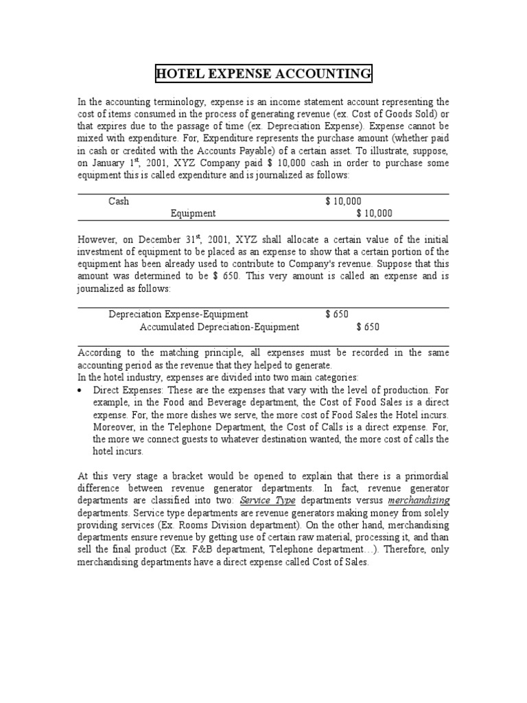Hotel expense Accounting