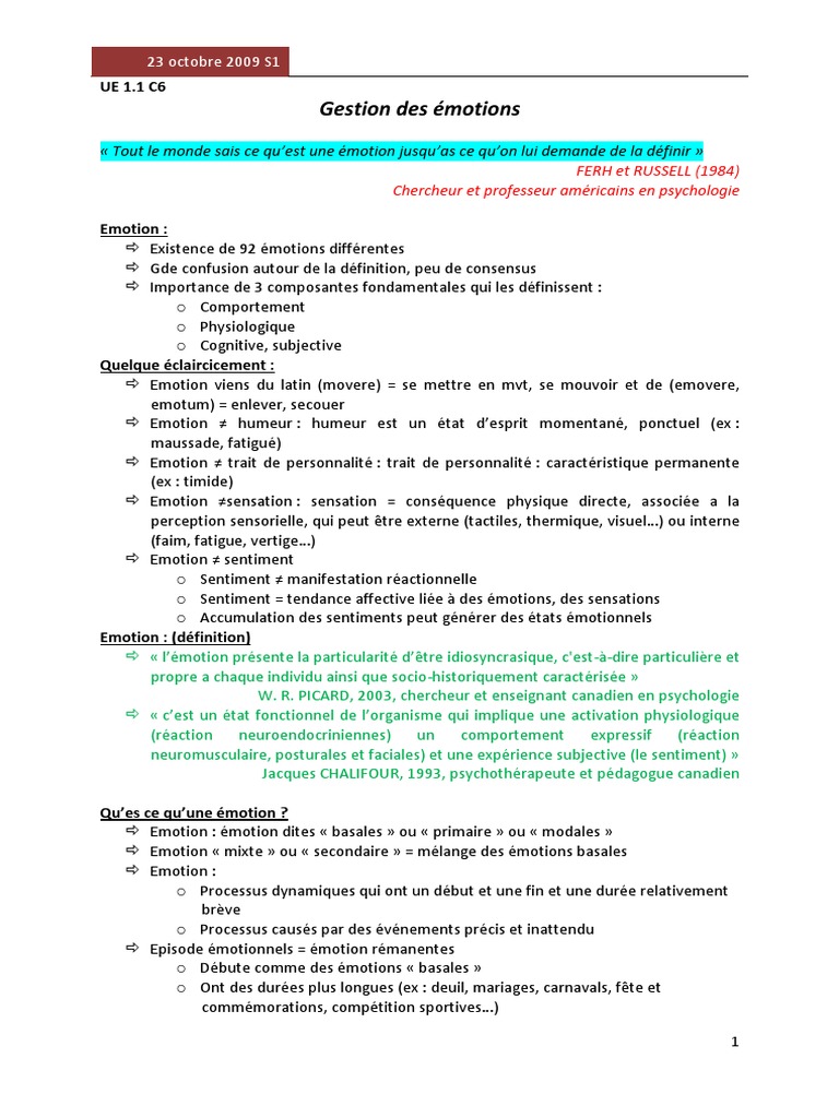 Gestion Des Emotions | PDF | Système limbique | Émotions