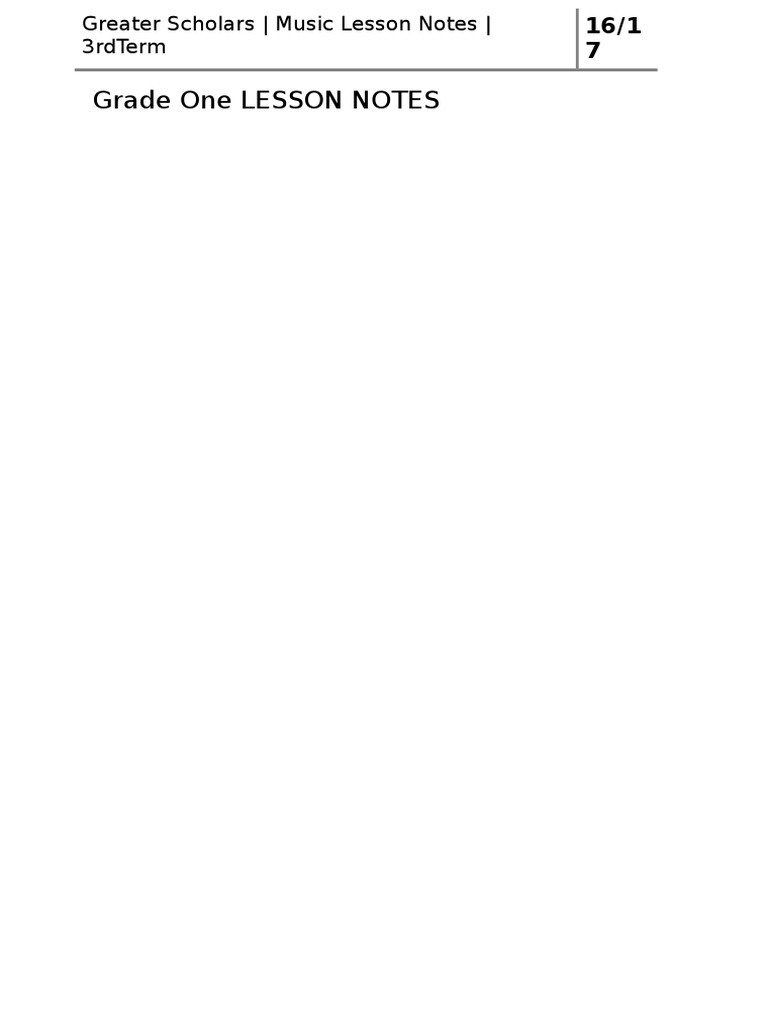 Lesson Notes Grade 1 | PDF | Clef | Musical Instruments