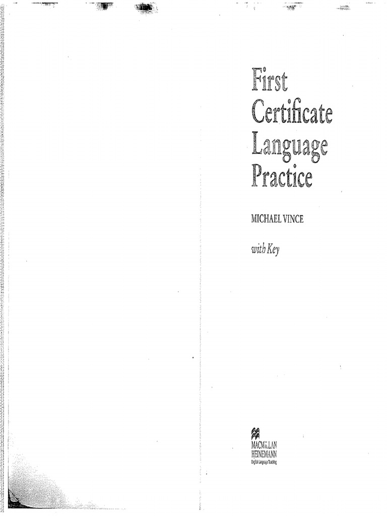 Rotated - First Certificate Language Practice, Michael Vince, With Key | PDF