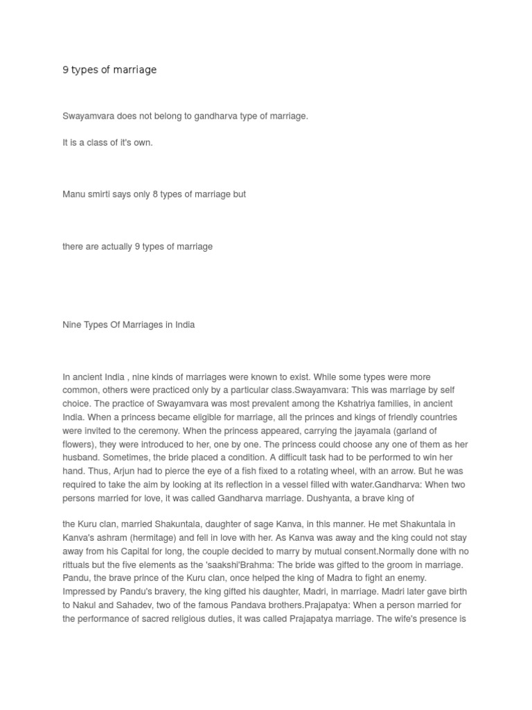 9 Types of Marriage | PDF | Marriage | Religion And Belief