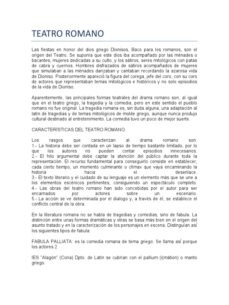 Características de la comedia romana | PDF | Comedia | Teatro