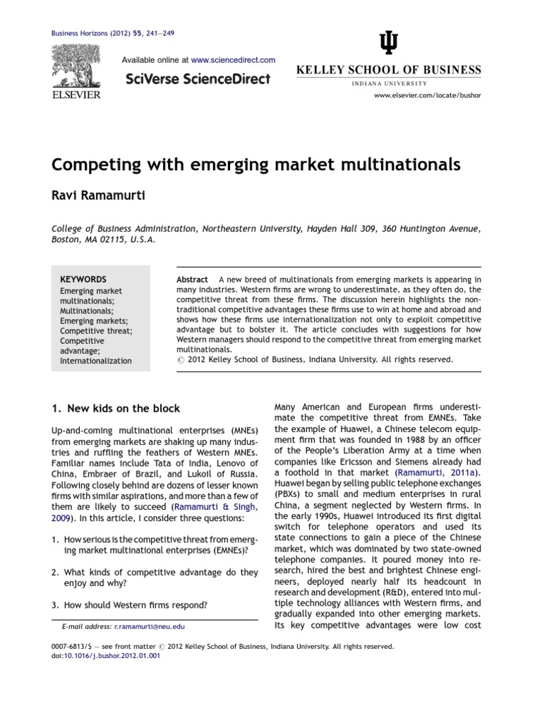 Competing With Emerging Market Multinationals | PDF | Strategic ...