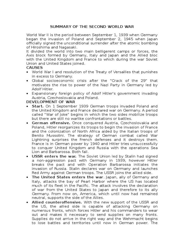 Summary of World War II Events | PDF | Allies Of World War II | Nazi ...