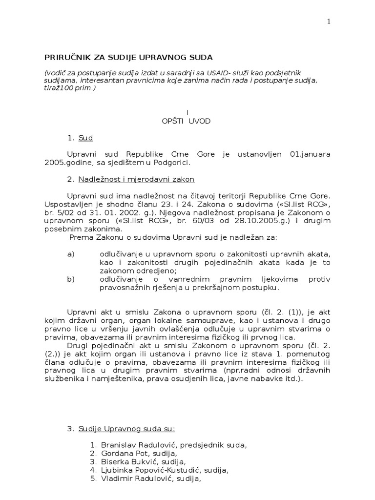 15-09-2011-Priručnik Za Sudije Upravnog Suda | PDF