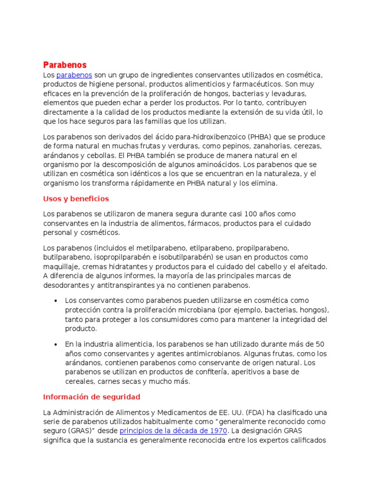 Parabenos: Usos, seguridad y mitos | PDF | Cáncer | Productos cosméticos