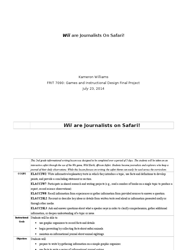 Game Lesson Plan | PDF | Lesson Plan | Cognition