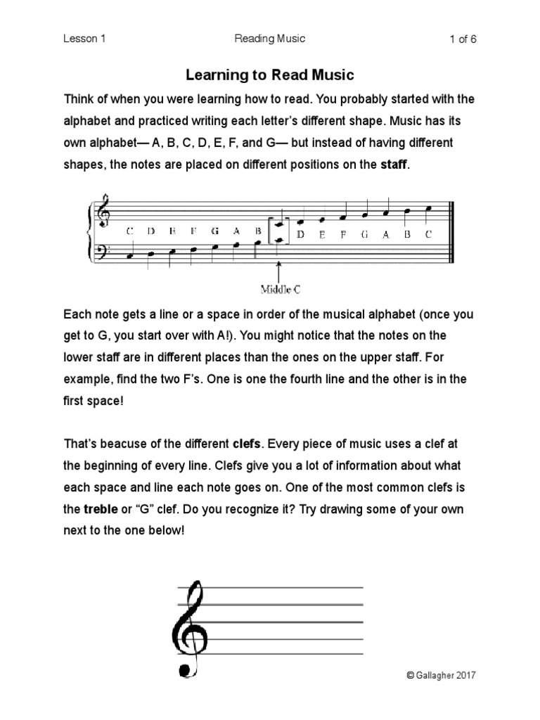 Learning To Read Music | PDF | Clef | Notation