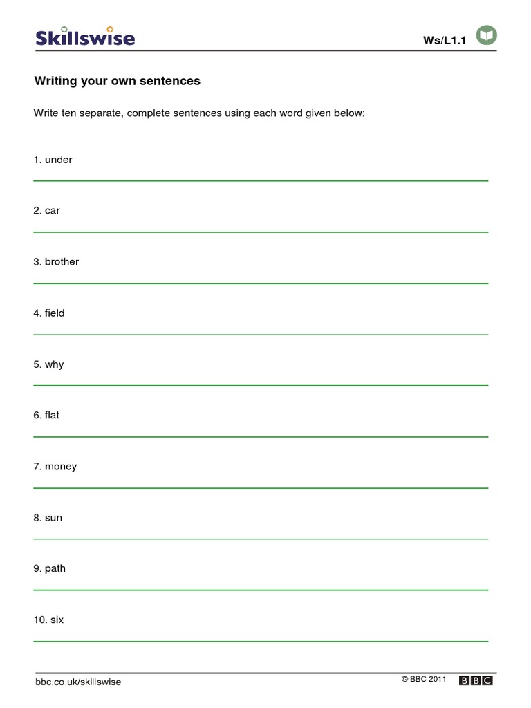 Your Own Sentences | PDF