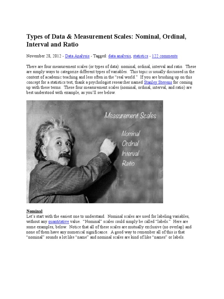 Types of Data | PDF | Level Of Measurement | Statistics