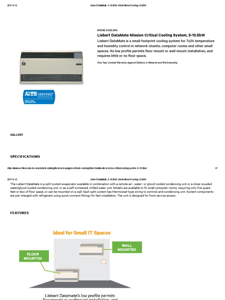 Liebert DataMate, 5-10.5kW - Wall-Mount Cooling-10 PDF | PDF | Air ...