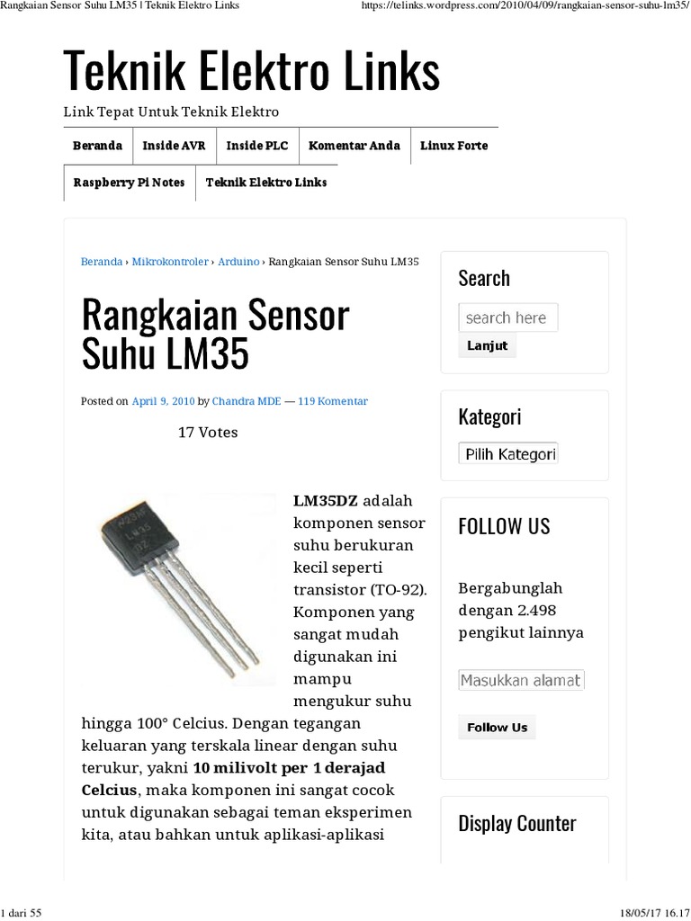 Sensor Suhu LM35 untuk Eksperimen | PDF