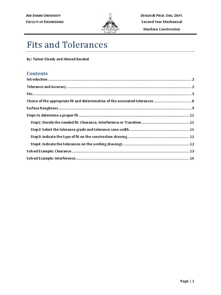 Fits and Tolerances | PDF | Engineering Tolerance | Crafts