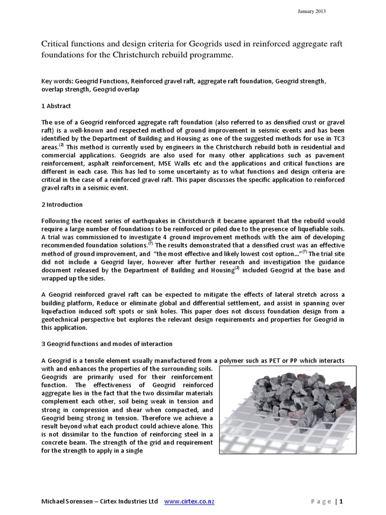Critical Functions & Design Criteria For Geogrids Used in Reinforced Aggregate Raft Foundations ...
