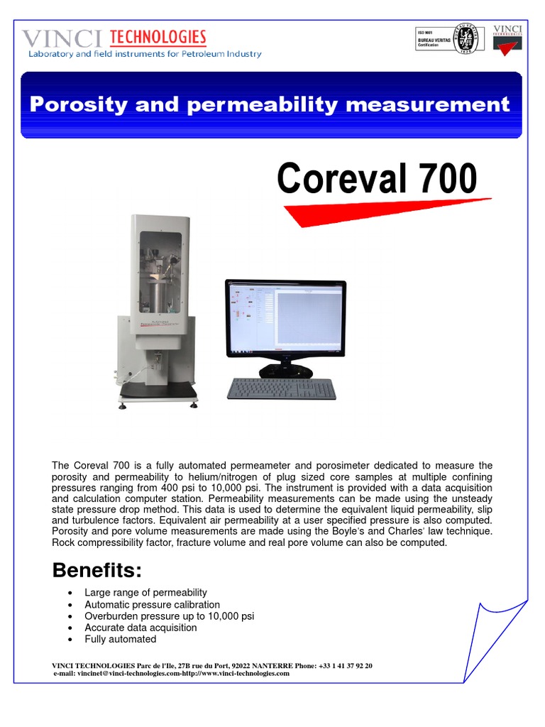 Coreval 700 | PDF | Porosity | Pressure