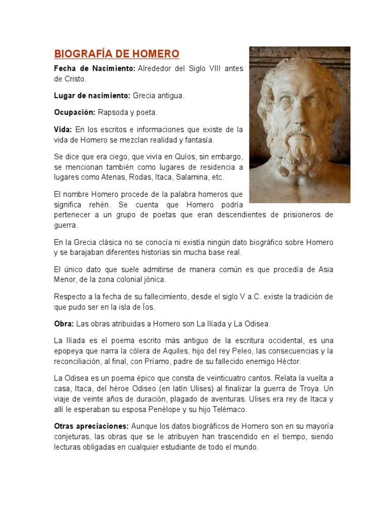 Biografía de Homero | Homero | Odiseo
