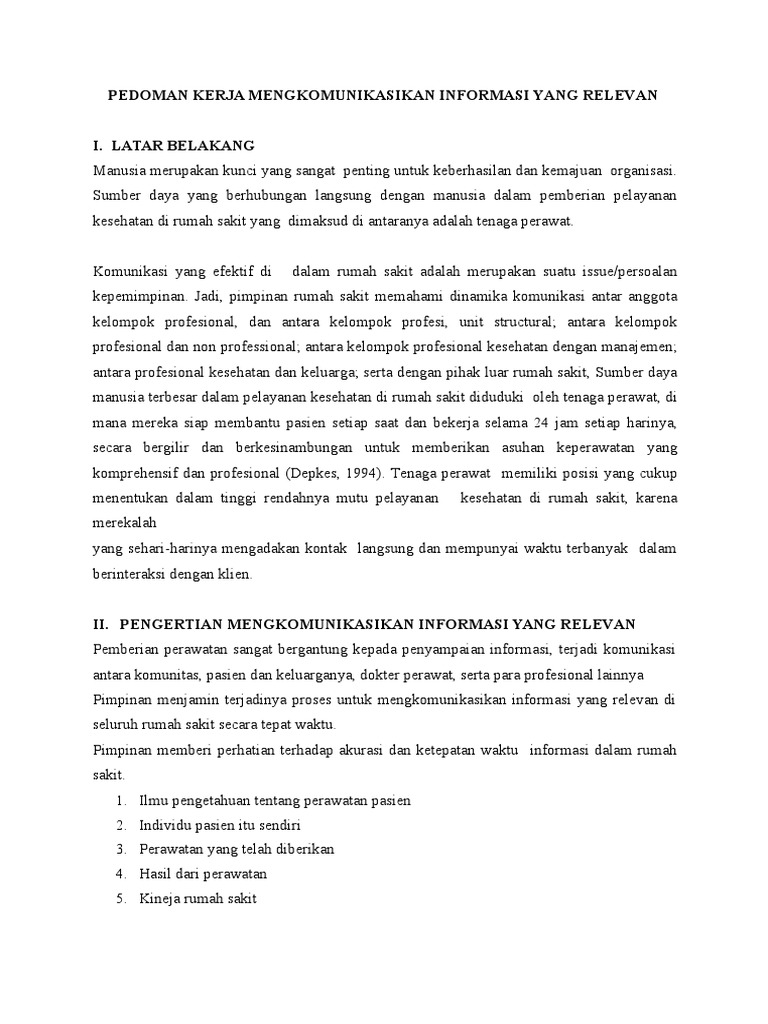 Pedoman Kerja Mengkomunikasikan Informasi Yang Relevan-Ok | PDF ...