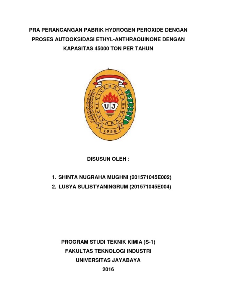Pra Perancangan Pabrik Hydrogen Peroxide | PDF