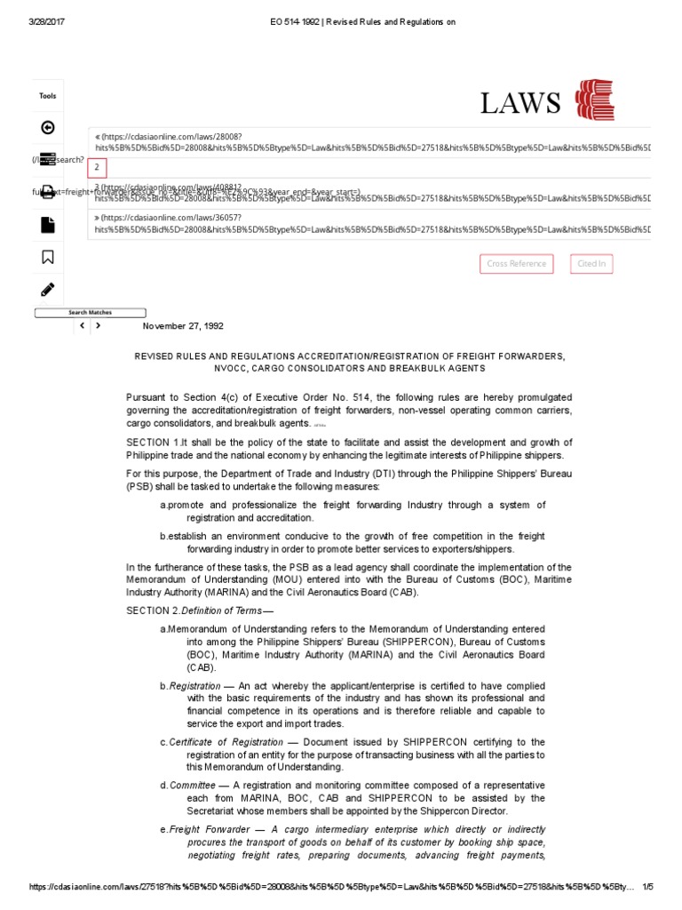 Revised Rules on Registration of Freight Forwarders | PDF | Cargo ...