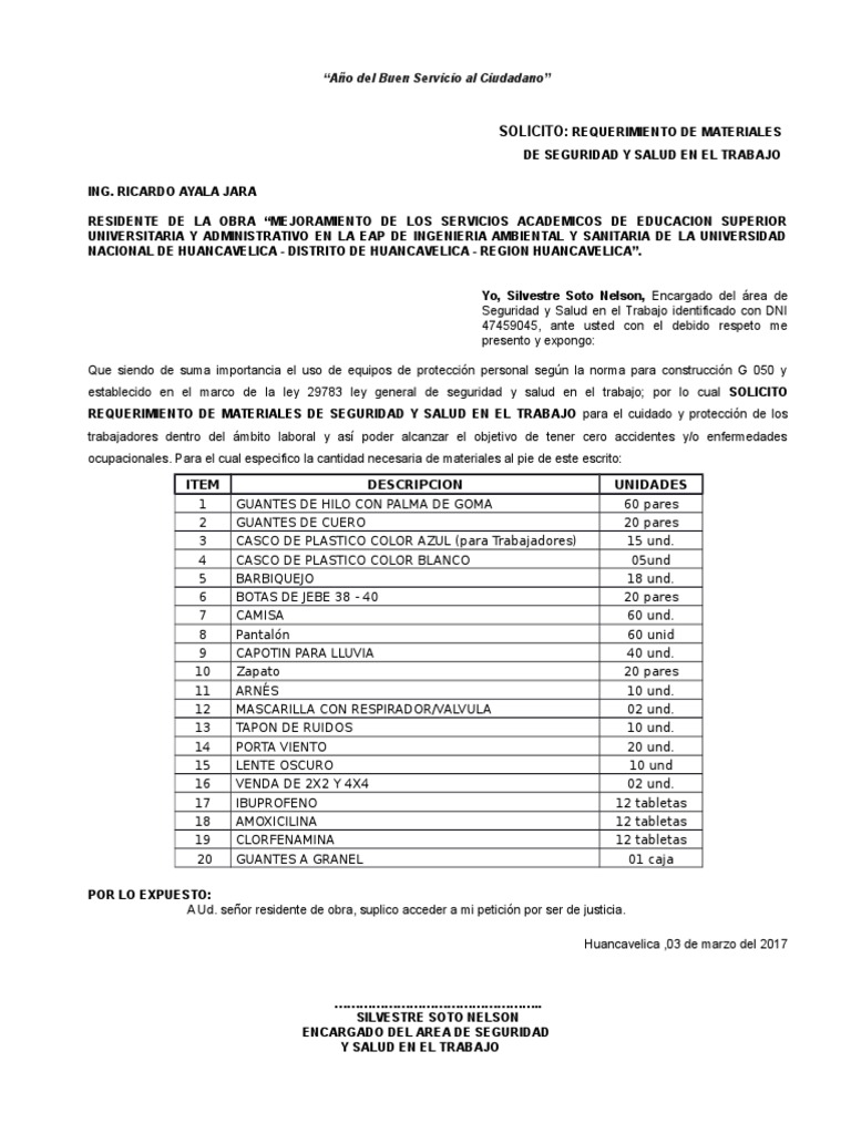 Requerimiento de EPPs | PDF