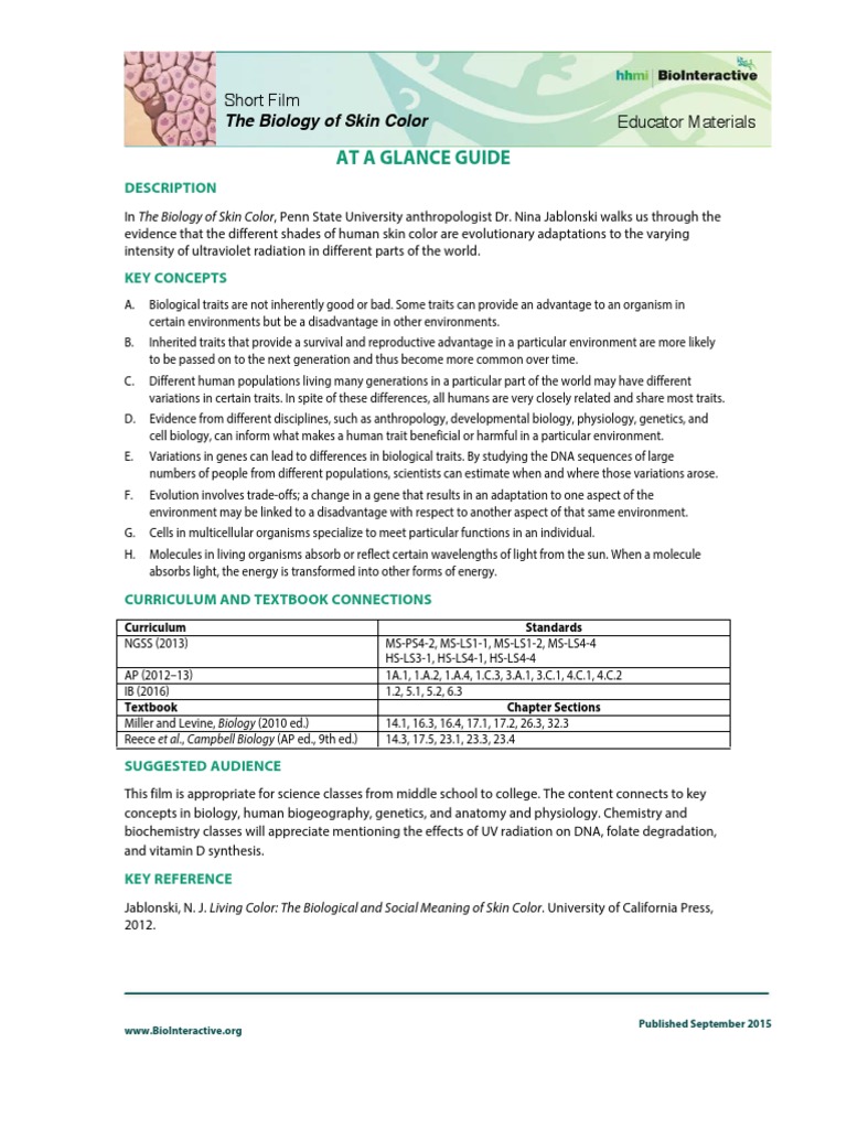Biology of Skin Color | PDF | Human Skin Color | Organisms