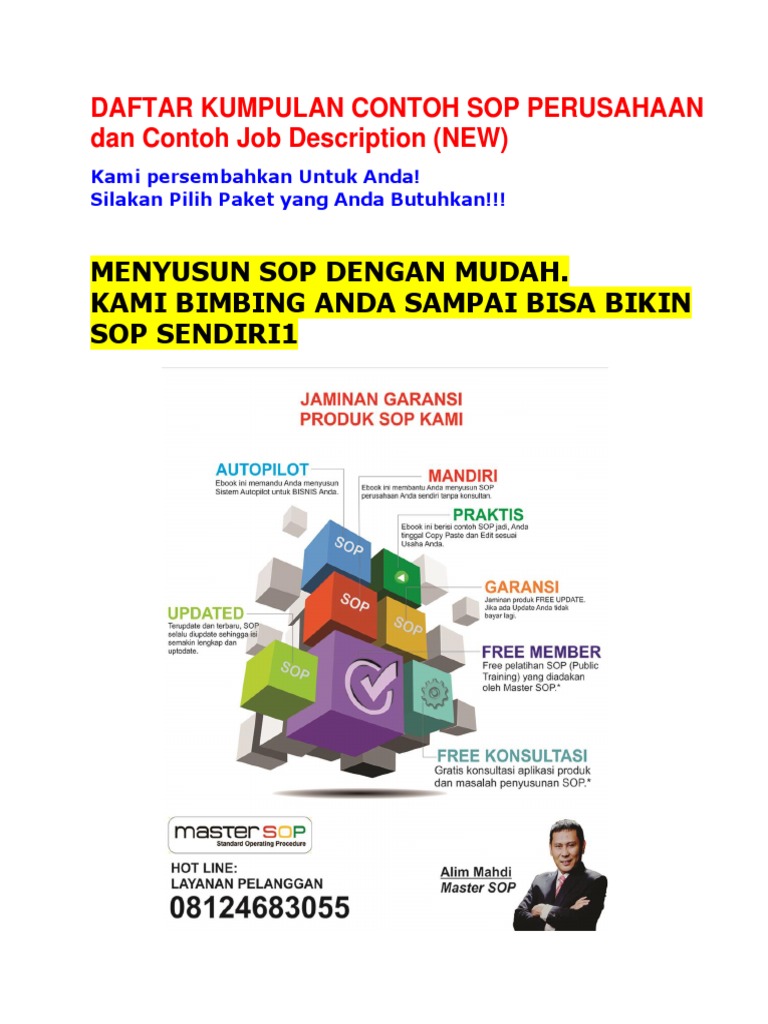 Daftar Kumpulan Contoh Sop Perusahaan | PDF