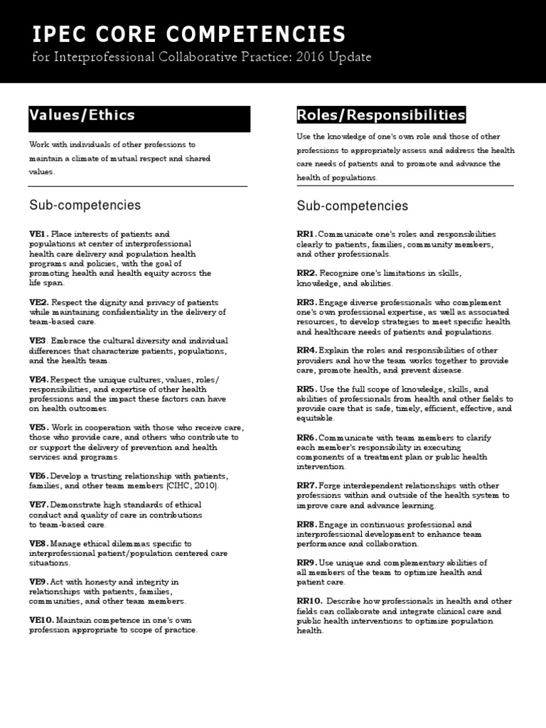 Interprofessional Collaboration Core Competency | PDF | Competence ...