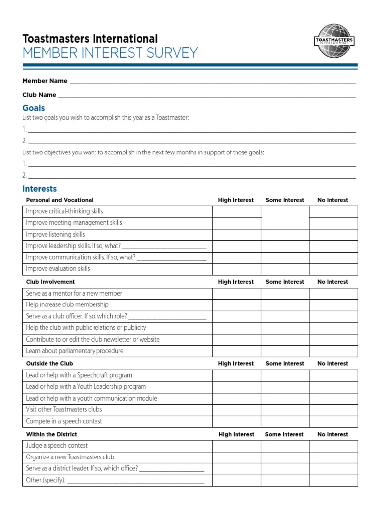 403 Member Interest Survey | PDF | Leadership | Applied Psychology