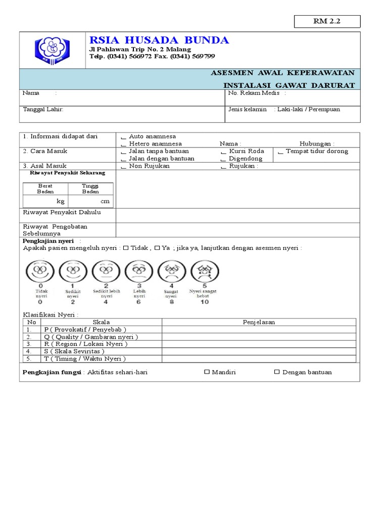 !!!form Fix (Asesmen Awal Keperawatan Igd) | PDF