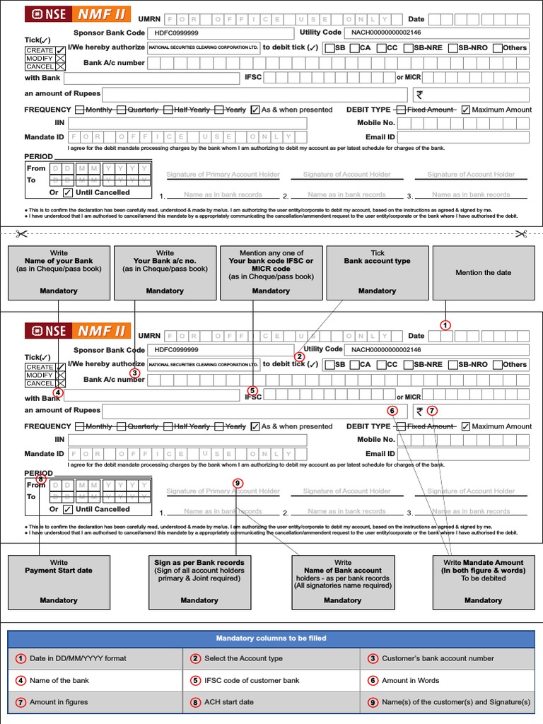 NSE NMF Debit Mandate | PDF | Debit Card | Cheque