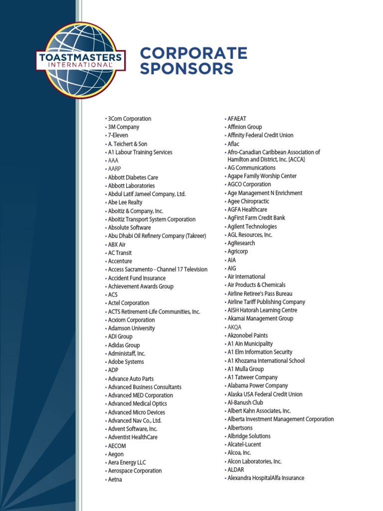 Corporate Sponsors List | PDF | Companies Of The United States | Companies