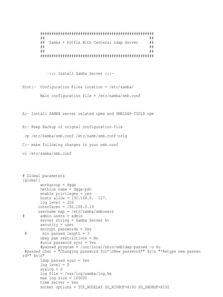 Samba & LDAP Setup Guide | PDF | Internet Standards | Communications ...