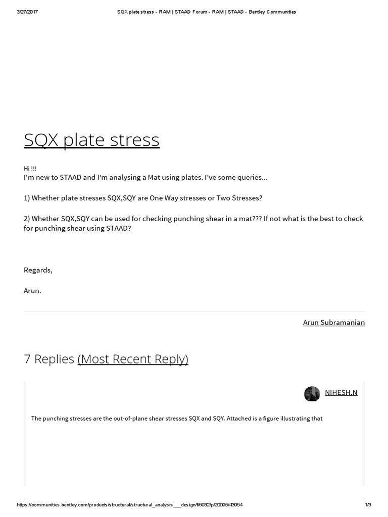 SQX Plate Stress - RAM - STAAD Forum - RAM - STAAD - Bentley ...