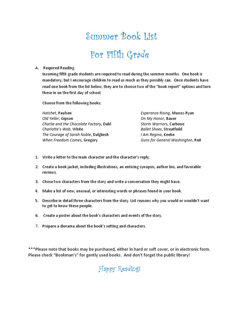 Summer Book List | PDF