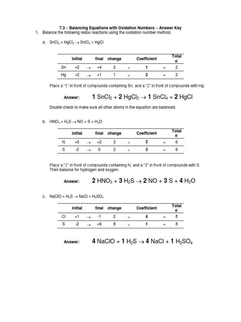 Chemistry 30 - 7.3 - Balancing Equations With Oxidation Numbers ...