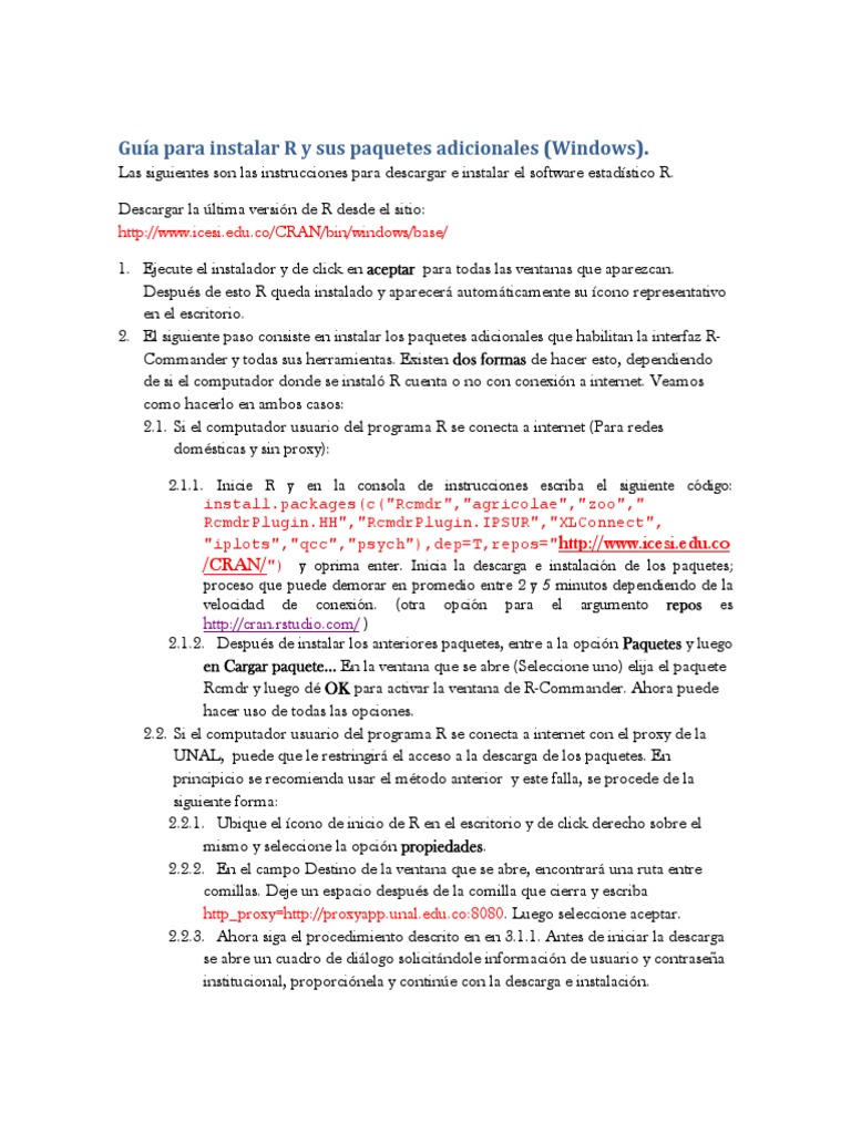 Guía para Instalar R y Sus Paquetes Adicionales Bajo Windows | PDF ...